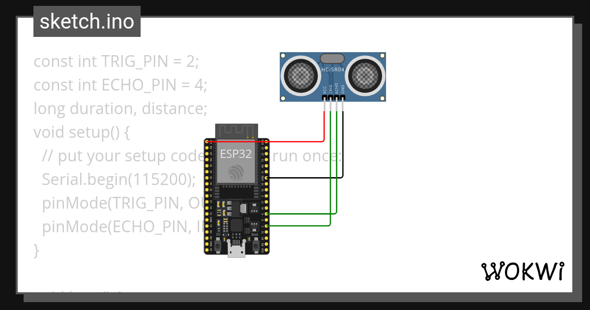ULTRASONIC WITH ESP32 - Wokwi ESP32, STM32, Arduino Simulator