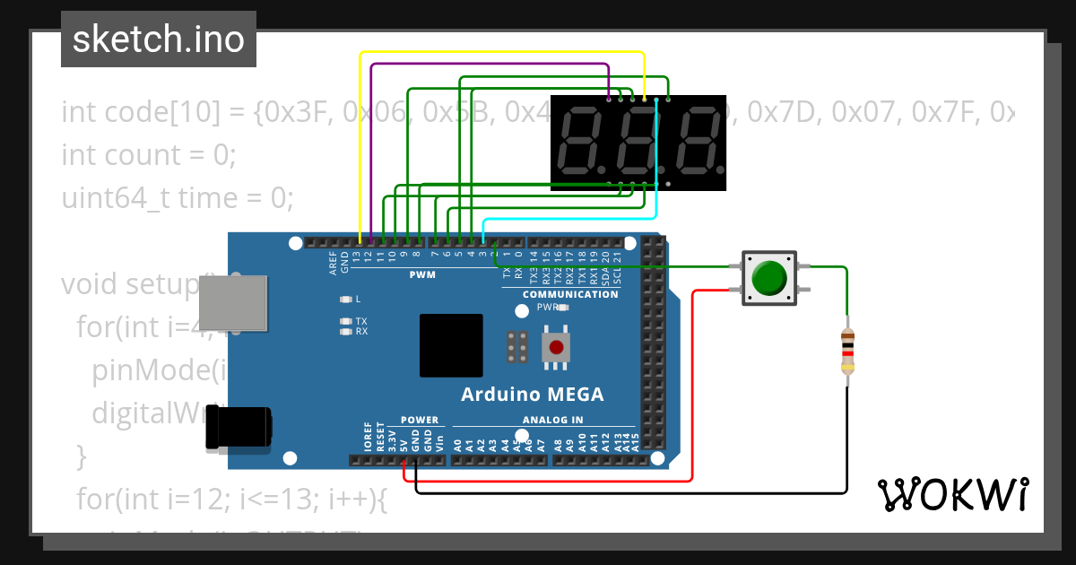 7 Segment Led Wokwi Esp32 Stm32 Arduino Simulator 
