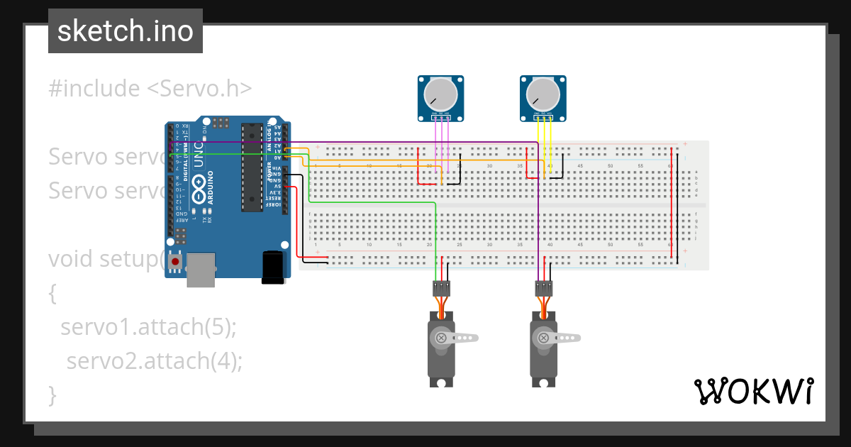 Dois servo motores - Wokwi ESP32, STM32, Arduino Simulator