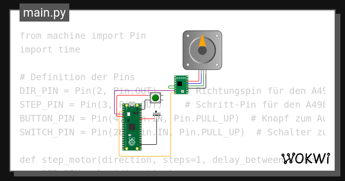 Stepper Motor With Picopy Button Switch Wokwi Esp32 Stm32 Arduino