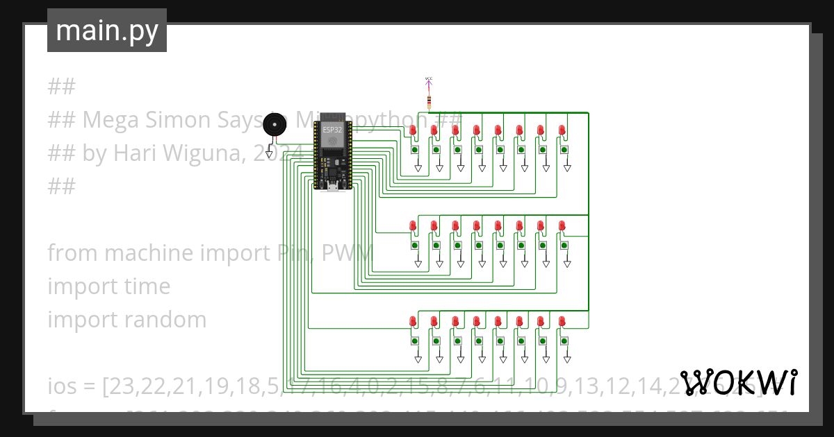 esp32-micropython-MySimon - Wokwi ESP32, STM32, Arduino Simulator