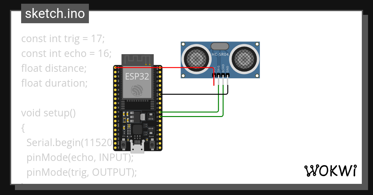 Ultra Sensor Project Wokwi Esp32 Stm32 Arduino Simulator 7755