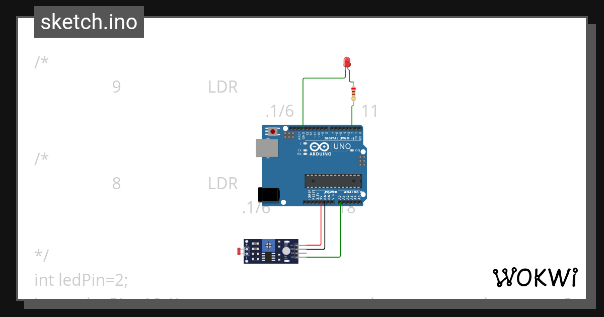 ใบงานที่9 เซนเซอร์LDR - Wokwi ESP32, STM32, Arduino Simulator