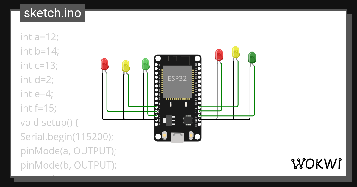 Day-1 Practice esp32_traffic - Wokwi ESP32, STM32, Arduino Simulator