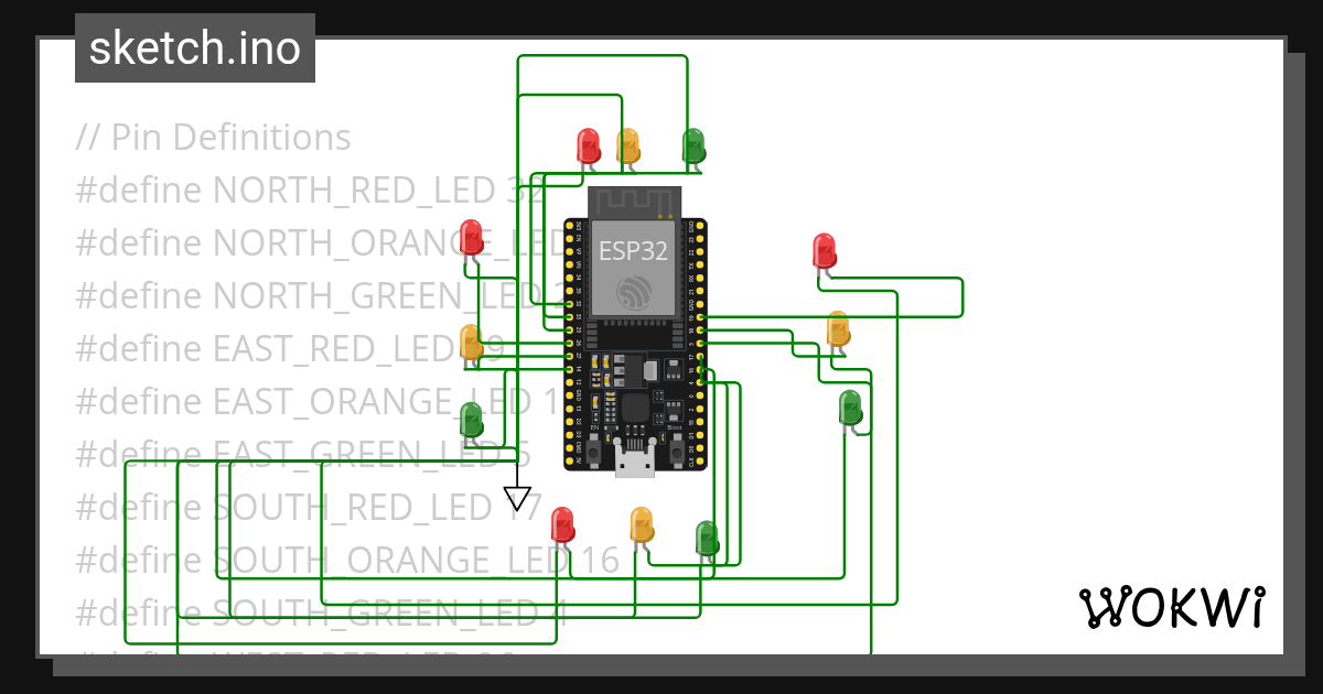 4 trafic life - Wokwi ESP32, STM32, Arduino Simulator