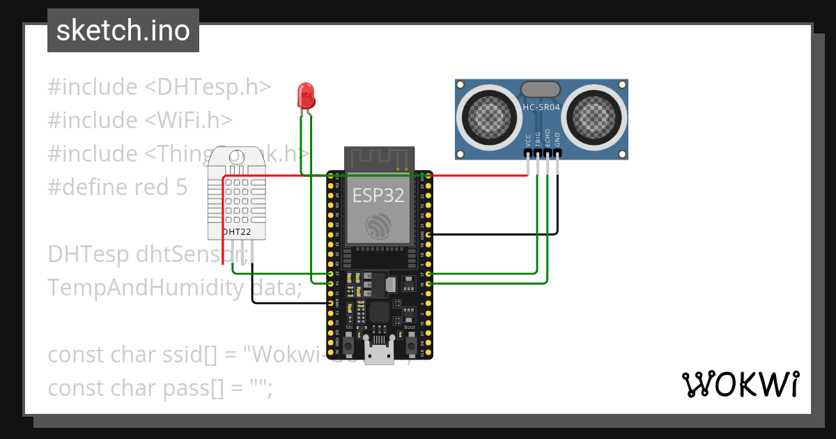ultrasonic / DHT and WIFI - Wokwi ESP32, STM32, Arduino Simulator