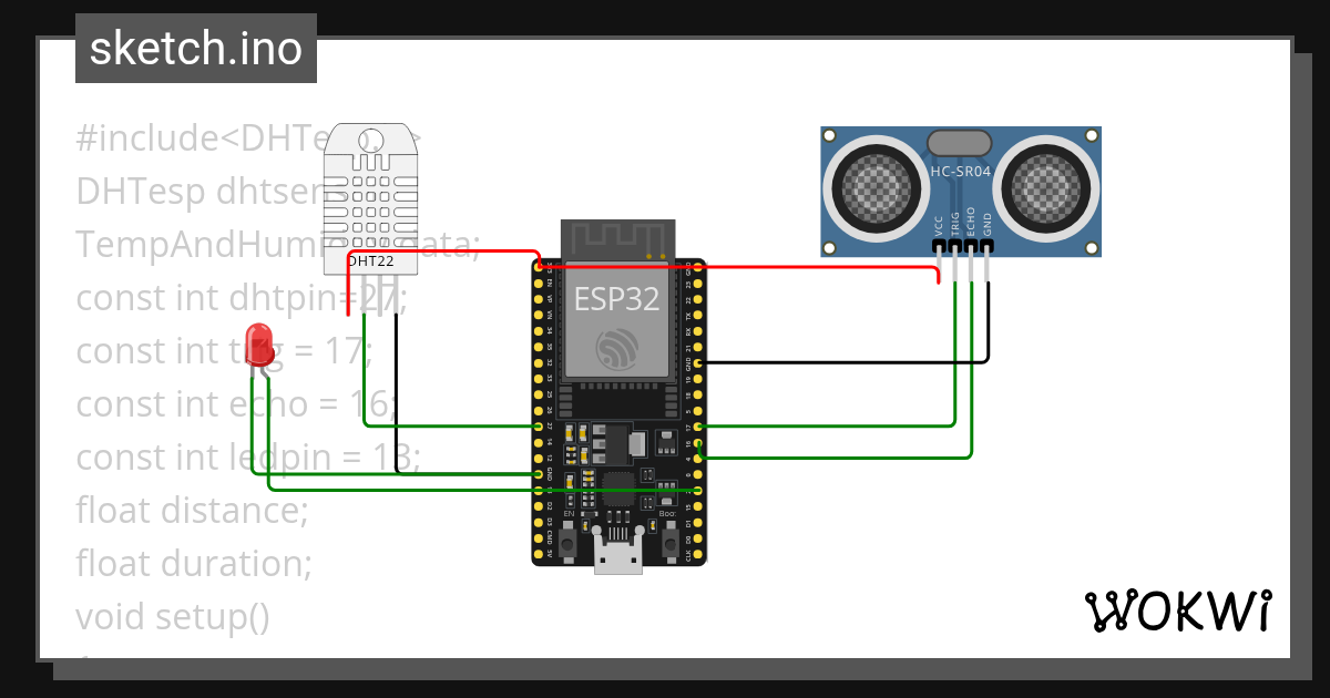 Ultra Sonic And Dth22 Wokwi Esp32 Stm32 Arduino Simulator 