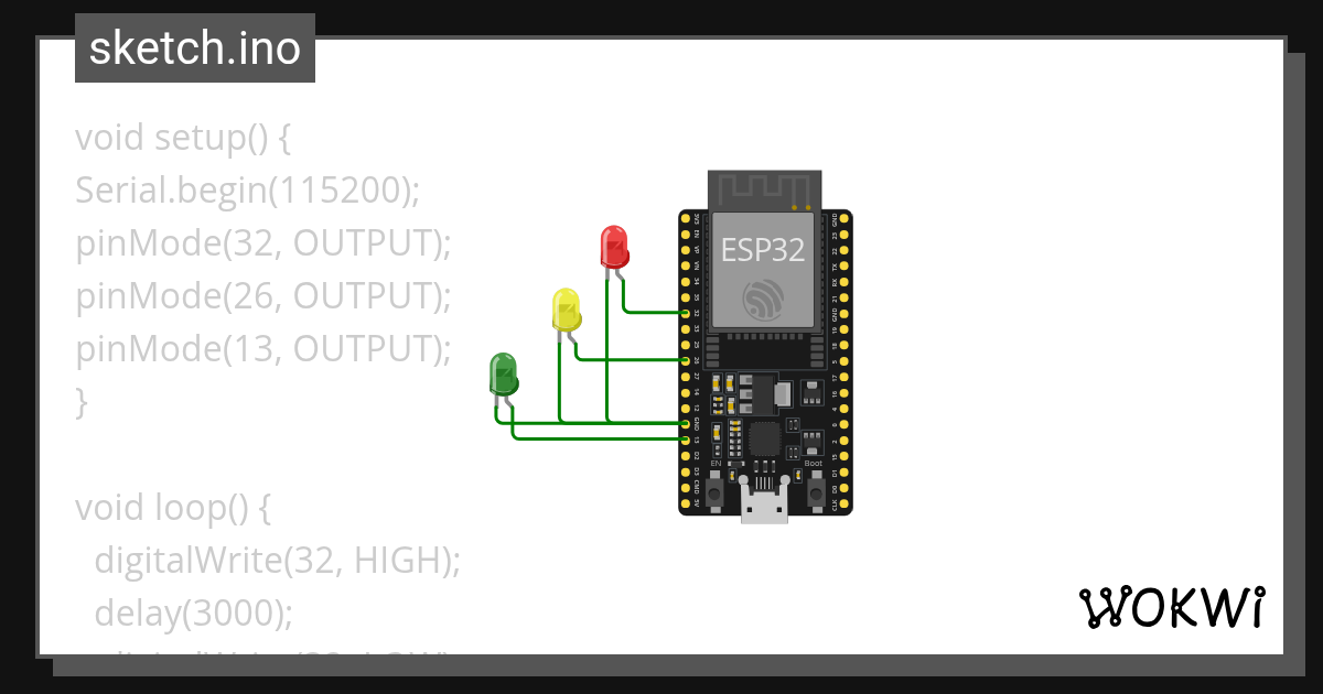 Trafic Light Single Wokwi Esp32 Stm32 Arduino Simulator 5466