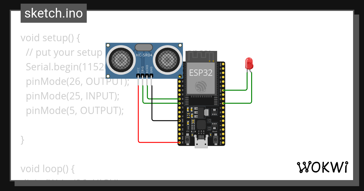 fs.ultra sonic distance - Wokwi ESP32, STM32, Arduino Simulator