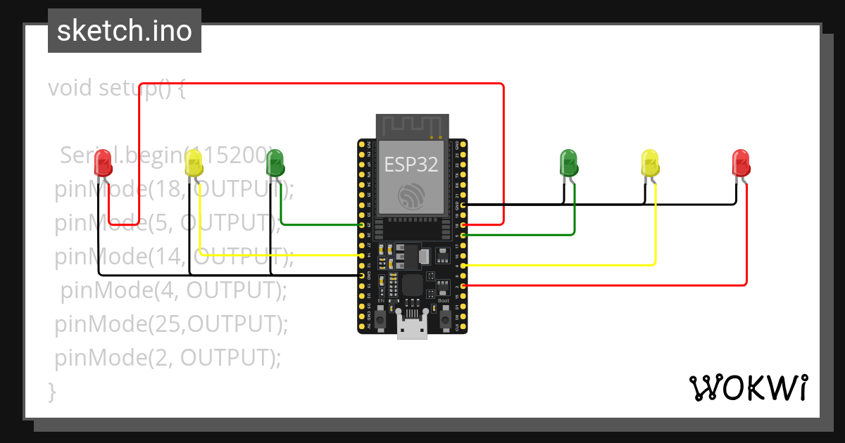 Traffic light - Wokwi ESP32, STM32, Arduino Simulator
