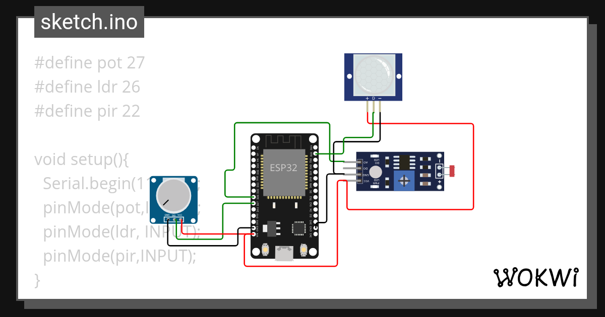 Sensor LDR - Potenciômetro e PIR Copy (2) - Wokwi ESP32, STM32, Arduino Simulator