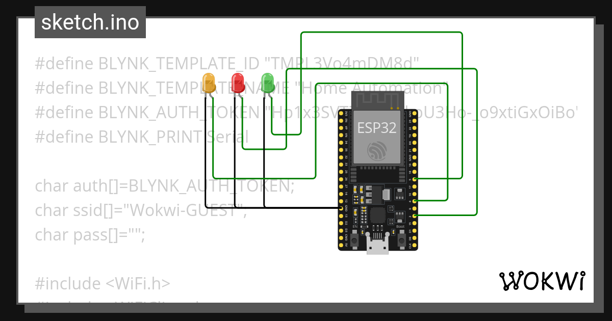 Home Automation - Wokwi ESP32, STM32, Arduino Simulator