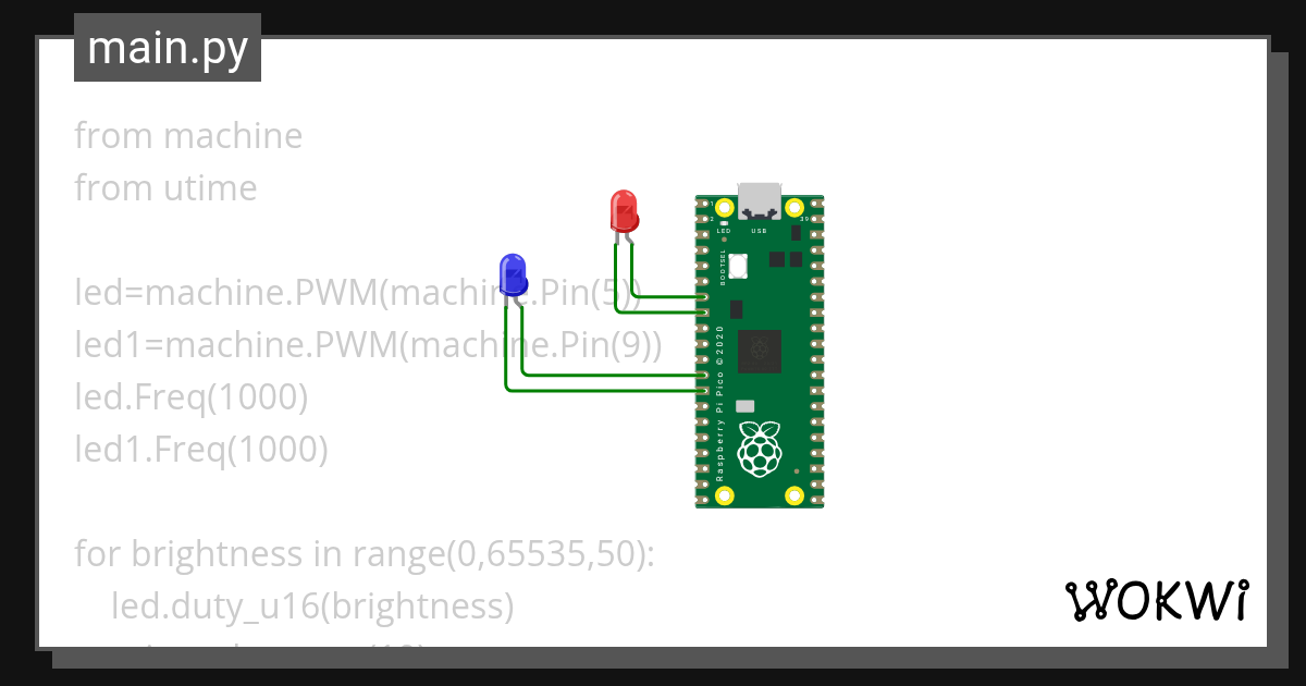 Blink with MicroPython Copy (3) - Wokwi ESP32, STM32, Arduino Simulator