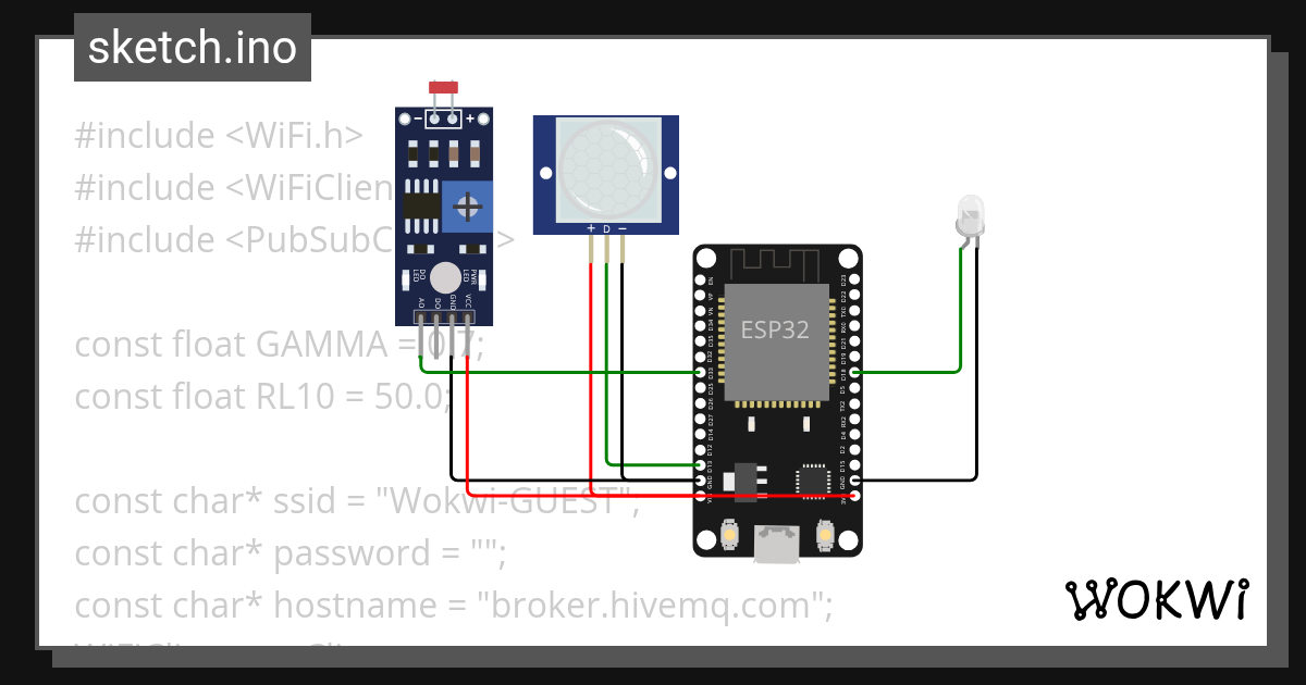 IOT LDR & MOTION - Wokwi ESP32, STM32, Arduino Simulator
