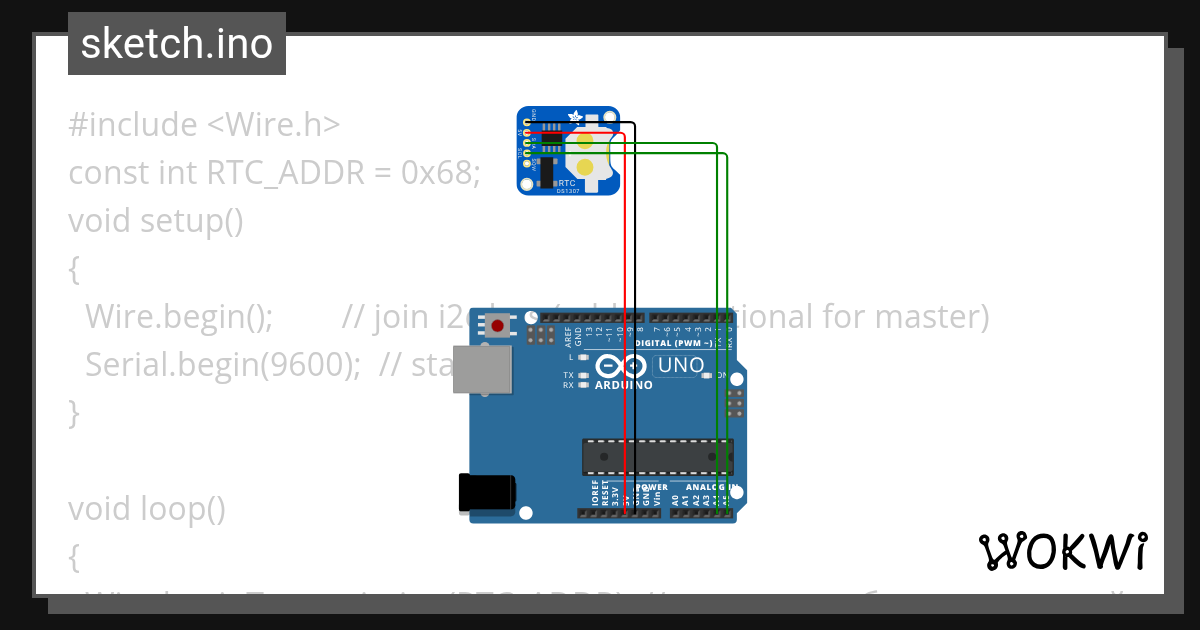 I2C_RTC_DS1207 - Wokwi ESP32, STM32, Arduino Simulator
