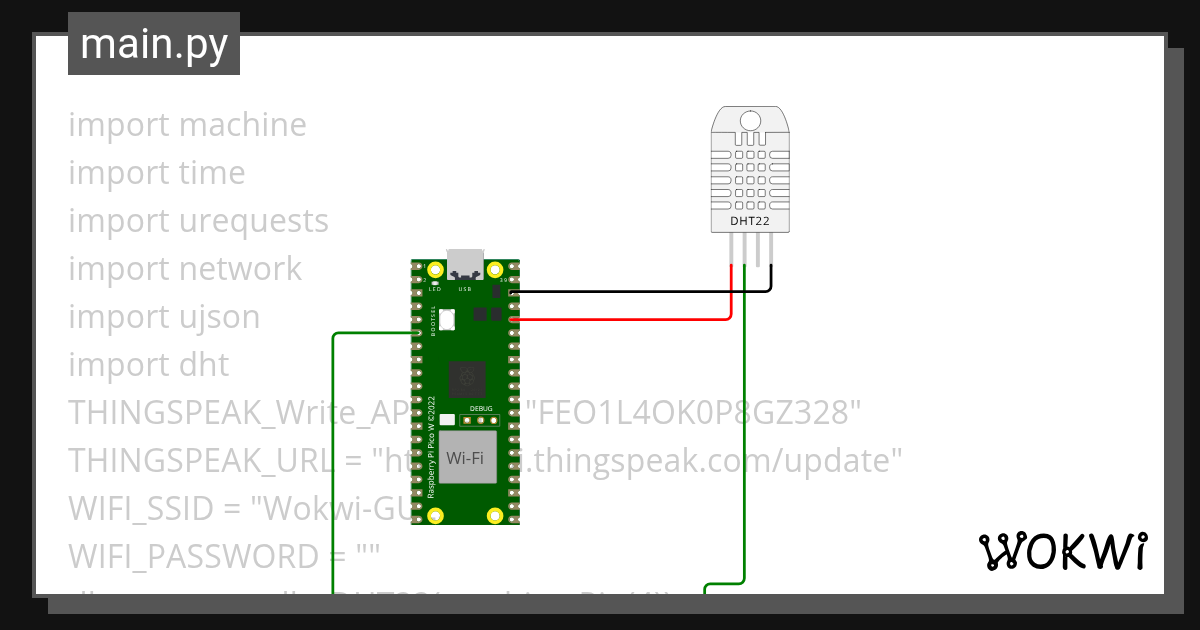 Pi Pico W - DHT22 thingspeak Copy - Wokwi ESP32, STM32, Arduino Simulator