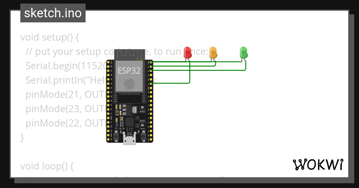 Trafic Lamp Wokwi Esp32 Stm32 Arduino Simulator 5793