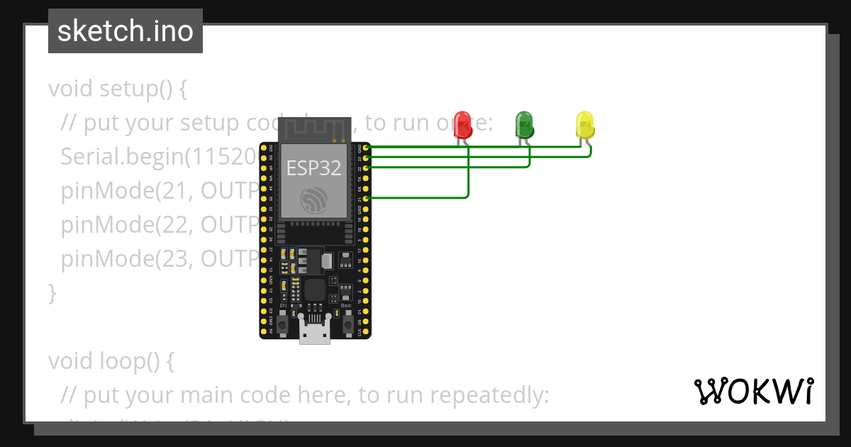 trafic light - Wokwi ESP32, STM32, Arduino Simulator