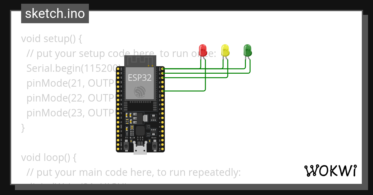 traffic lights - Wokwi ESP32, STM32, Arduino Simulator