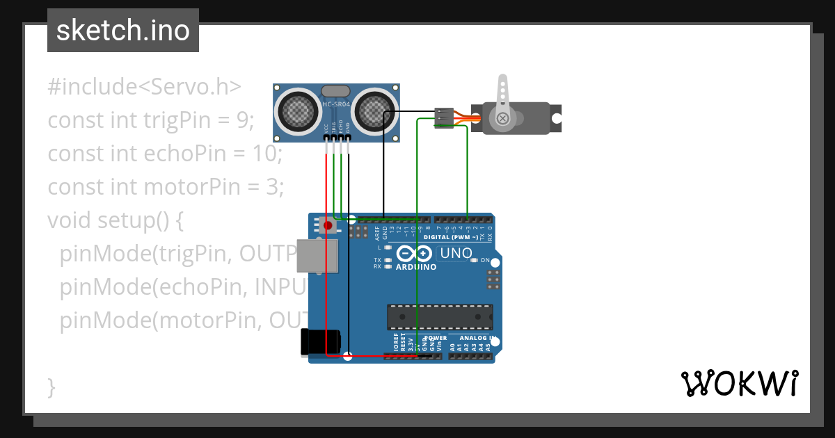 ultrasonic sensor and servo motor control - Wokwi ESP32, STM32, Arduino ...