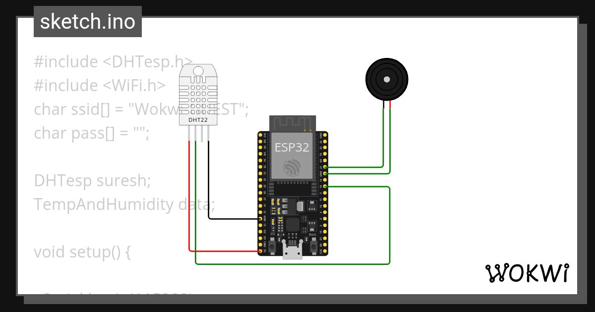 dht22 with buzer - Wokwi ESP32, STM32, Arduino Simulator