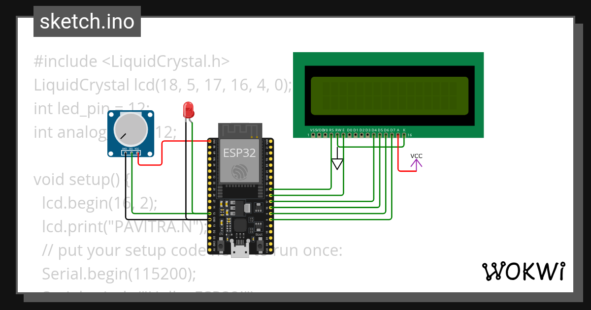 lcd display with poten - Wokwi ESP32, STM32, Arduino Simulator