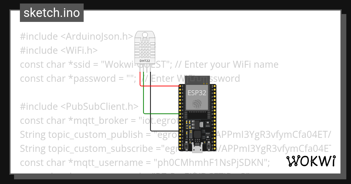 DHT MQTT - Wokwi ESP32, STM32, Arduino Simulator