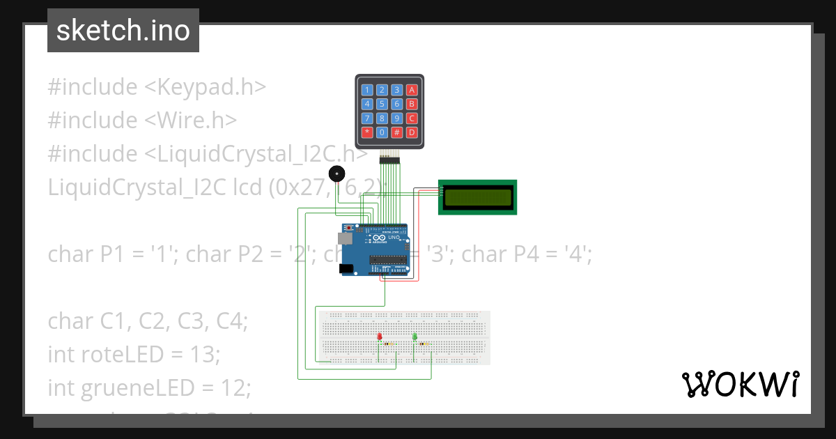 Tastenfeld mit LCD Display und Ton - Wokwi ESP32, STM32, Arduino Simulator