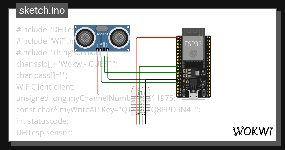DHT thingspeak - Wokwi ESP32, STM32, Arduino Simulator