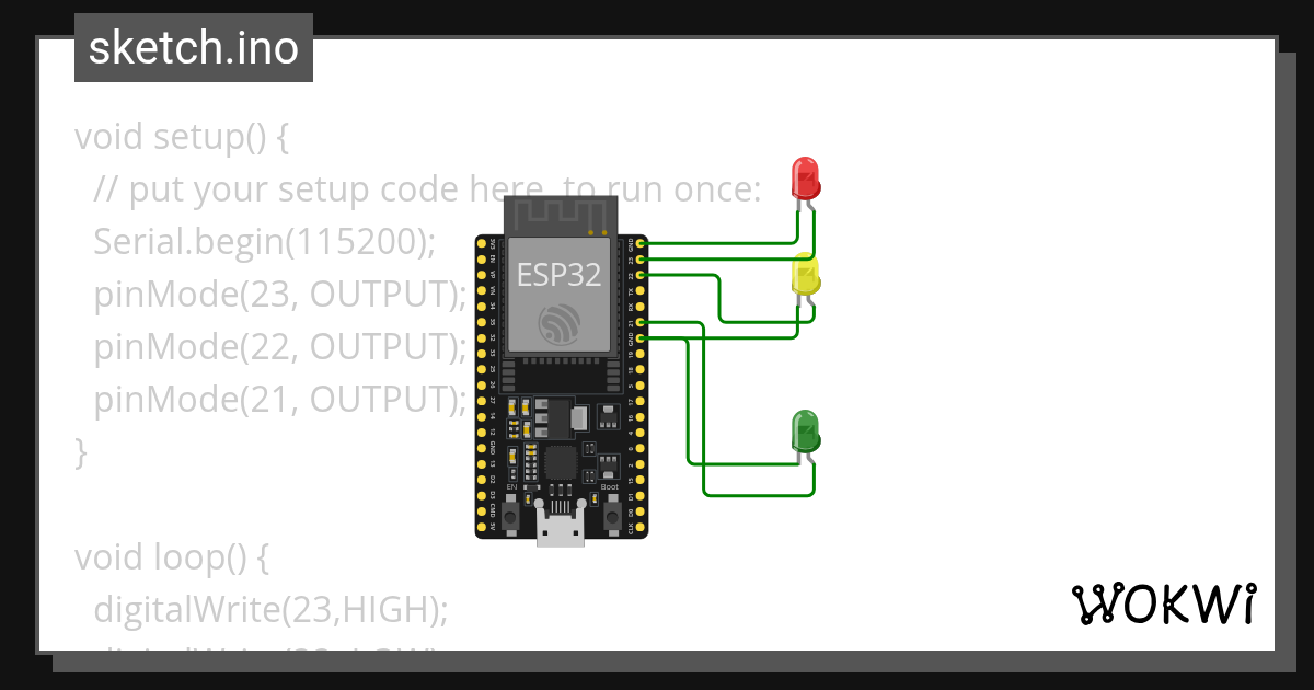 One way traffic - Wokwi ESP32, STM32, Arduino Simulator