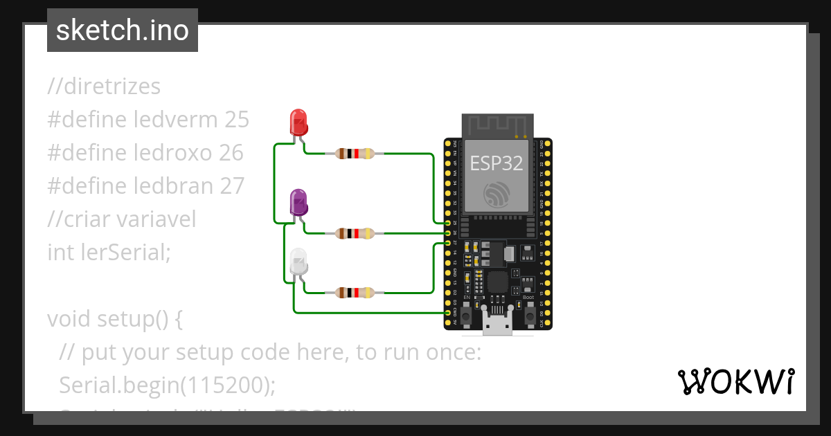 3 leds kuan - Wokwi ESP32, STM32, Arduino Simulator