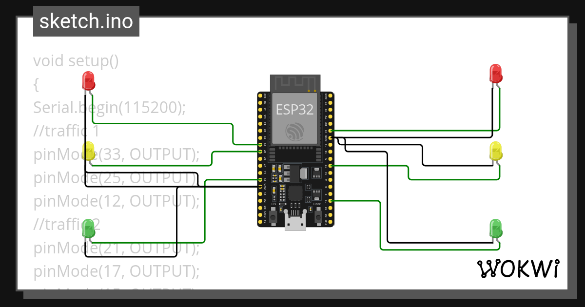 Vigneshwaran (Traffic Light Series)23505846 - Wokwi ESP32, STM32, Arduino Simulator