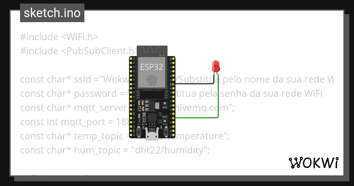 Receptor - Temperatura e Umidade - Wokwi ESP32, STM32, Arduino Simulator