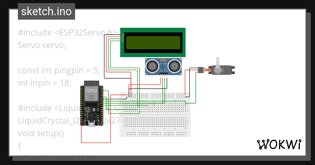 servo + uitr + lcd Copy (2) - Wokwi ESP32, STM32, Arduino Simulator