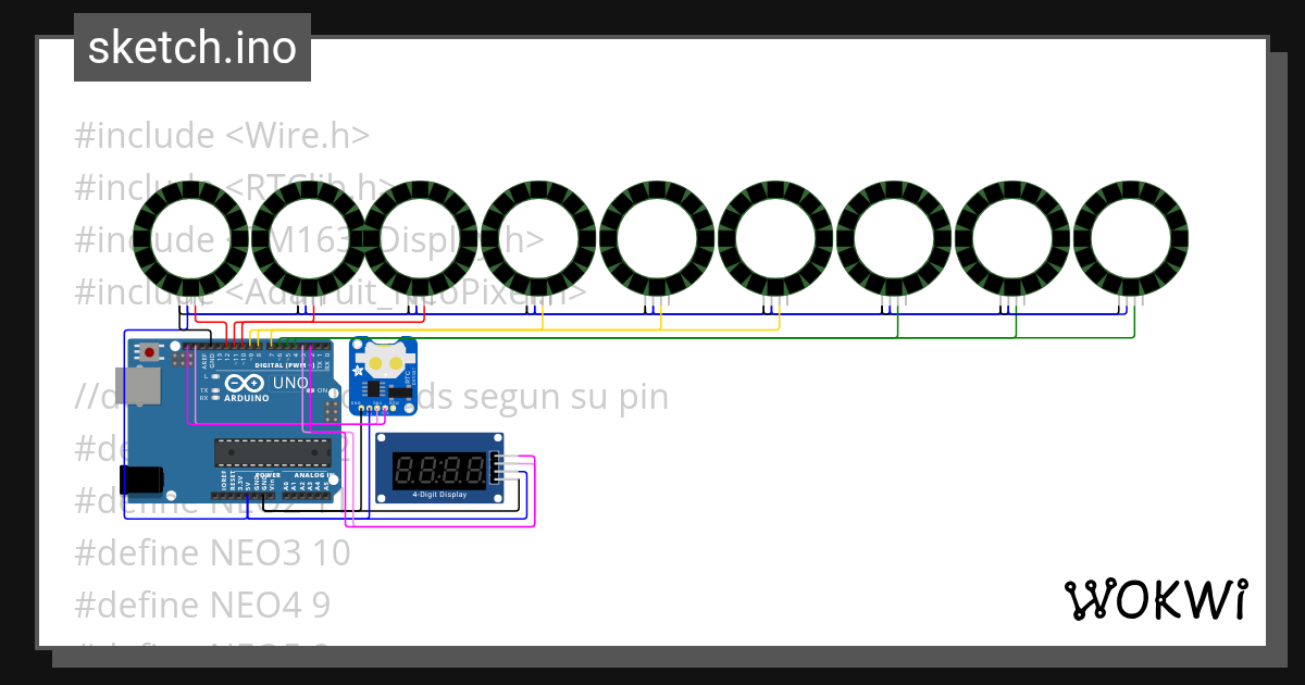 RELOJ CON SEMÁFORO - Wokwi ESP32, STM32, Arduino Simulator