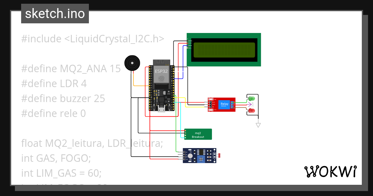 Detector de incêndio - Certificadora 2 - Wokwi ESP32, STM32, Arduino Simulator