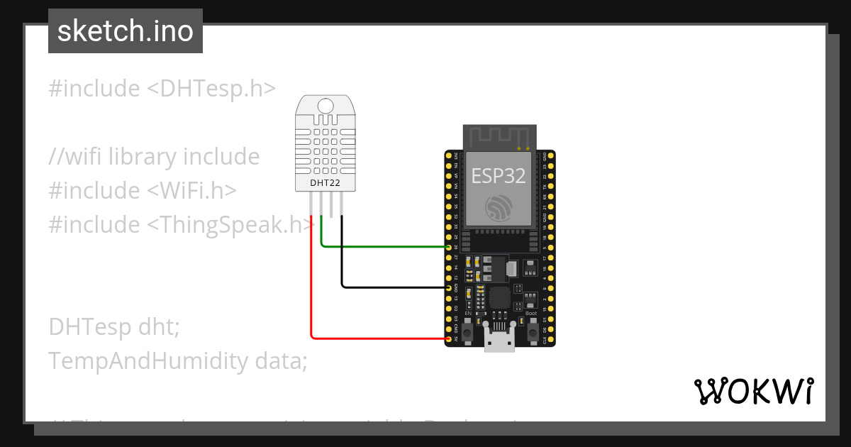 DHT with thingspeak Copy - Wokwi ESP32, STM32, Arduino Simulator