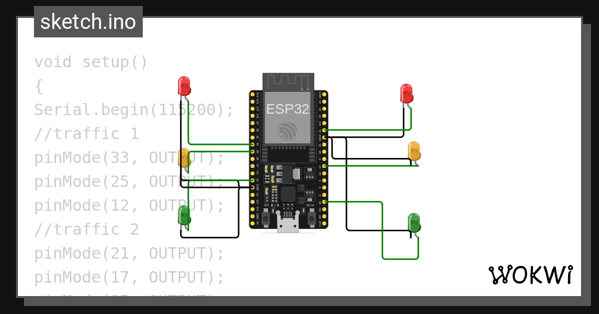 Traffic Light Series 5 Deepak Wokwi Esp32 Stm32 Arduino Simulator 2735