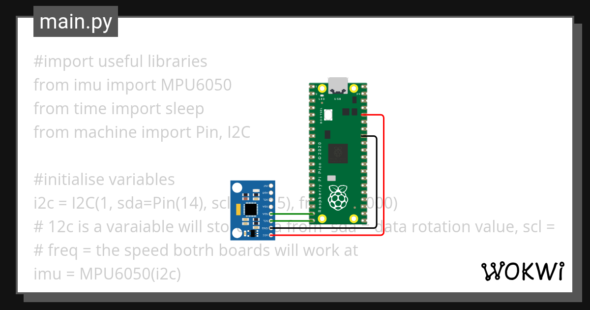 Motion sensing with gyroscope - Wokwi ESP32, STM32, Arduino Simulator