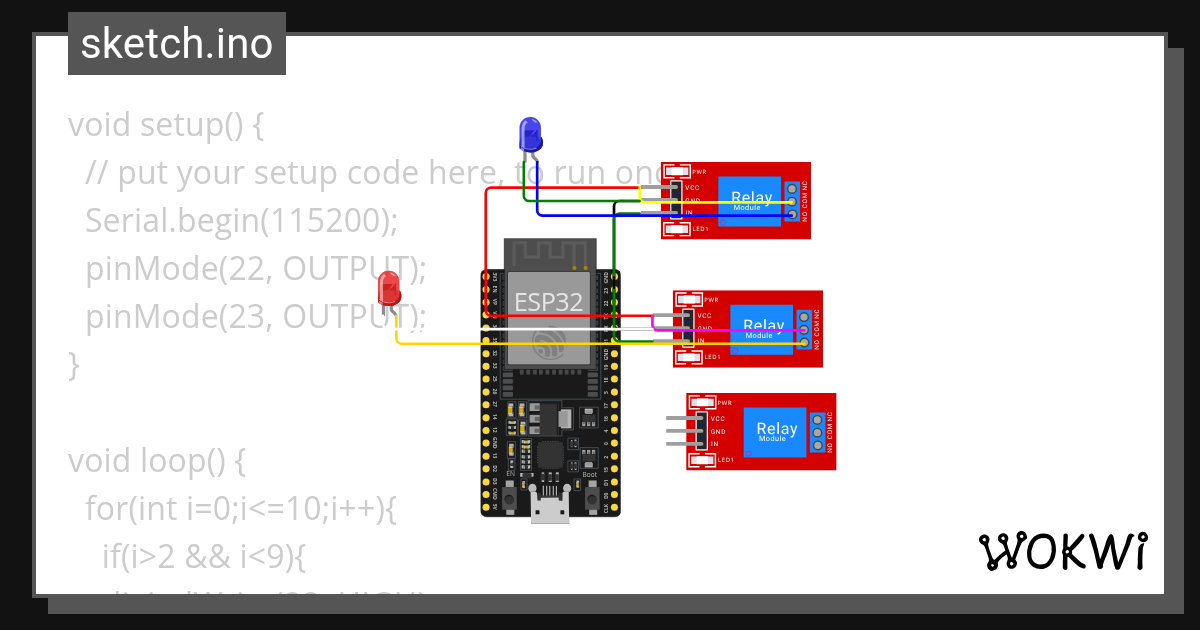 relay module - Wokwi ESP32, STM32, Arduino Simulator