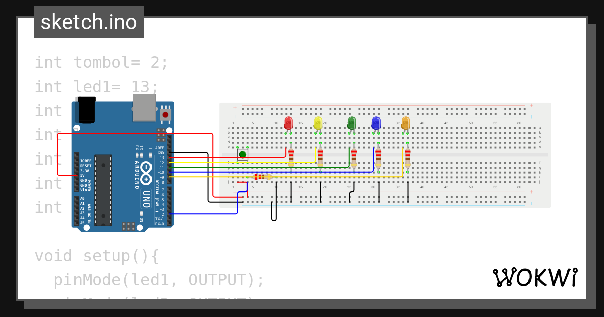 5 Led Tombol Wokwi Esp32 Stm32 Arduino Simulator 5484