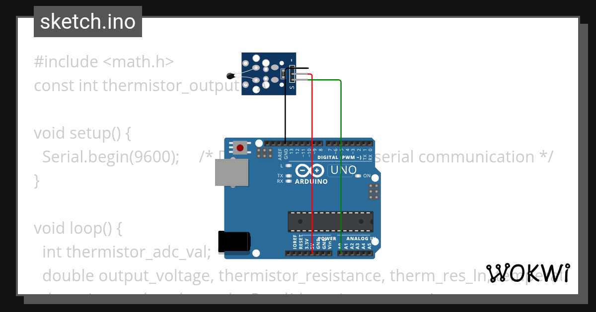 NTC thermister - Wokwi ESP32, STM32, Arduino Simulator