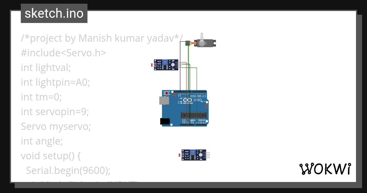 Ldr and servo motot - Wokwi ESP32, STM32, Arduino Simulator