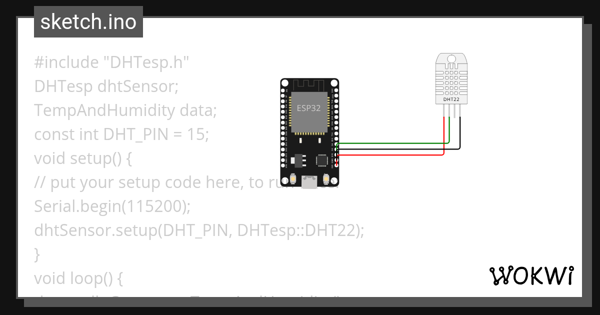 PRACTICE ESP DHT Sensor - Wokwi ESP32, STM32, Arduino Simulator