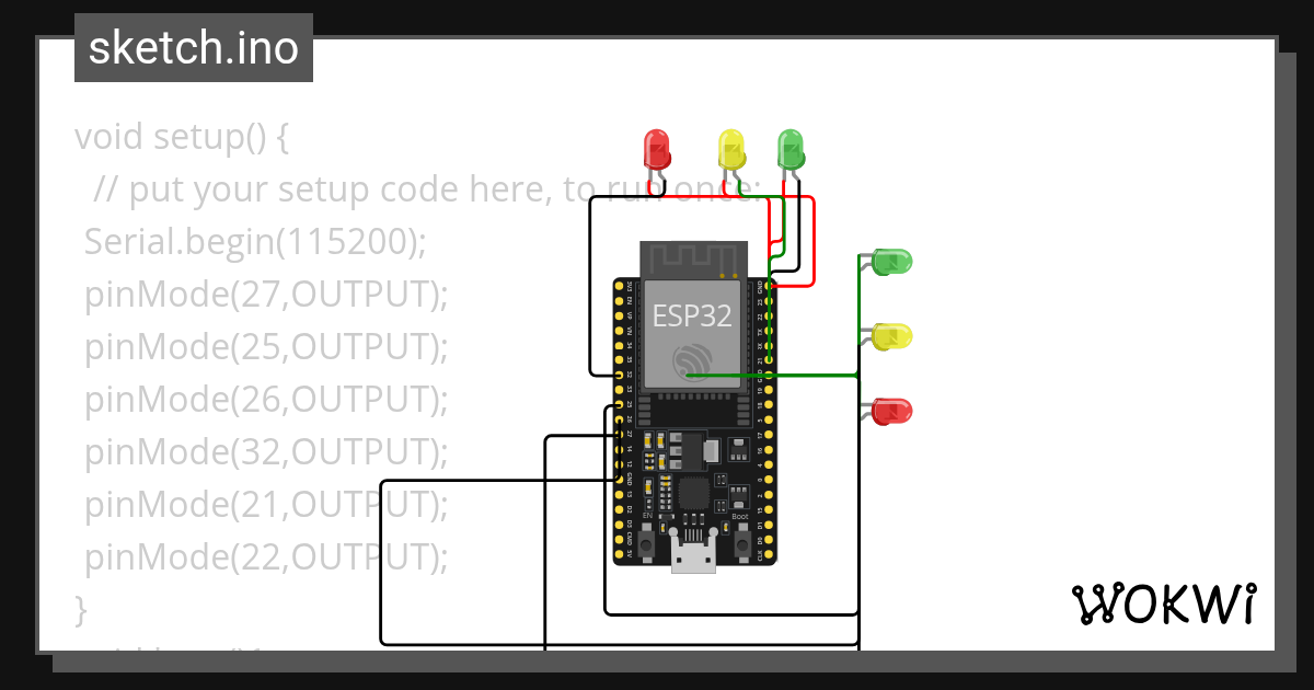 Sambad 2 way traffic light - Wokwi ESP32, STM32, Arduino Simulator