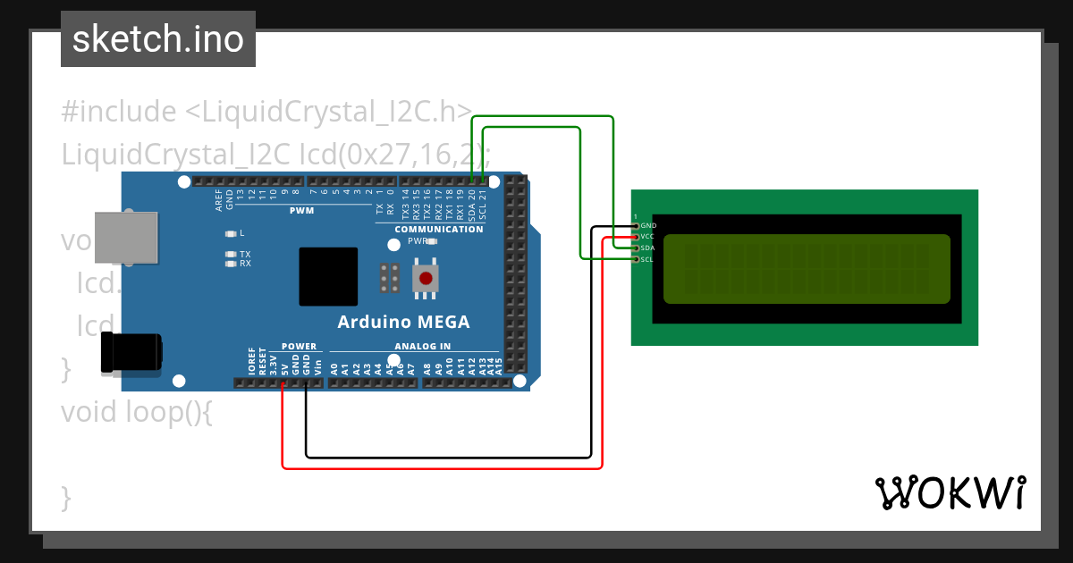 ขึ้นจอ i2c - Wokwi ESP32, STM32, Arduino Simulator