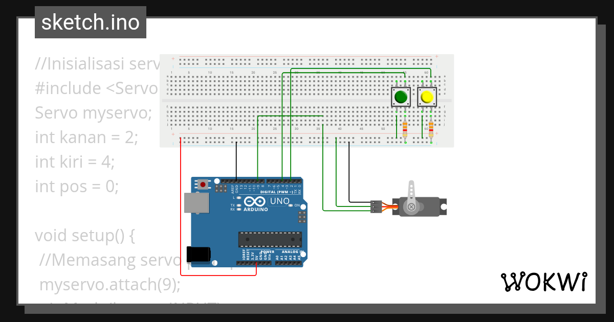 Servo 2 Tombol Wokwi Esp32 Stm32 Arduino Simulator