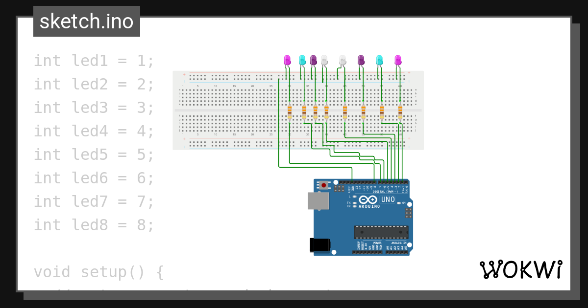 Projek Psr 8 Led Tasya Wokwi Esp32 Stm32 Arduino Simulator