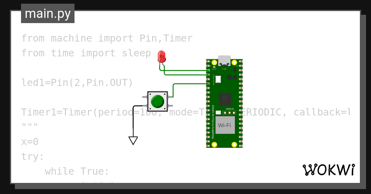 Led With Push Botton Control Wokwi Esp32 Stm32 Arduino Simulator