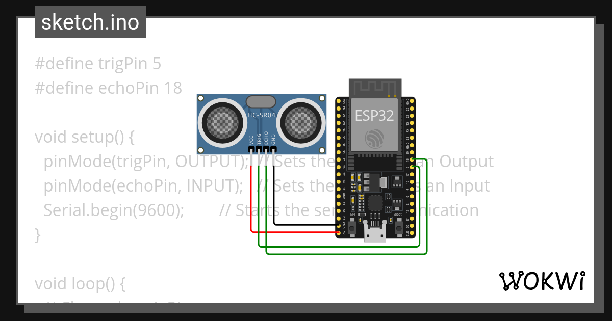 Ultrasonic Sensor for Distance - Wokwi ESP32, STM32, Arduino Simulator